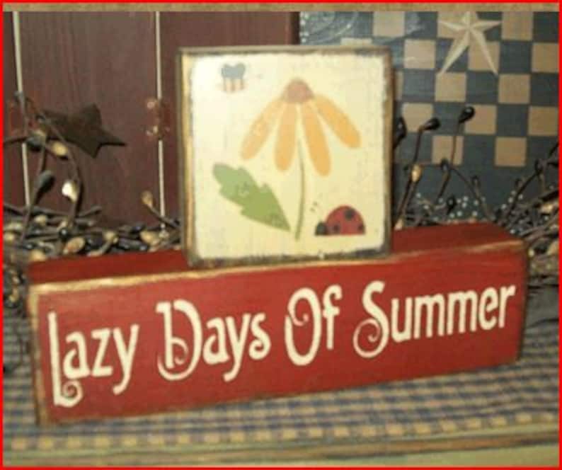 Lazy Days of Summer Primitive Block Sign - Etsy