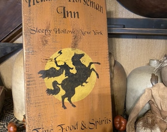 Handpainted Primitive Sleepy Hollow Inn Sign Headless Horseman - Etsy