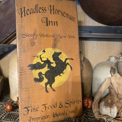HEADLESS HORSEMAN INN Primitive Sign - Etsy