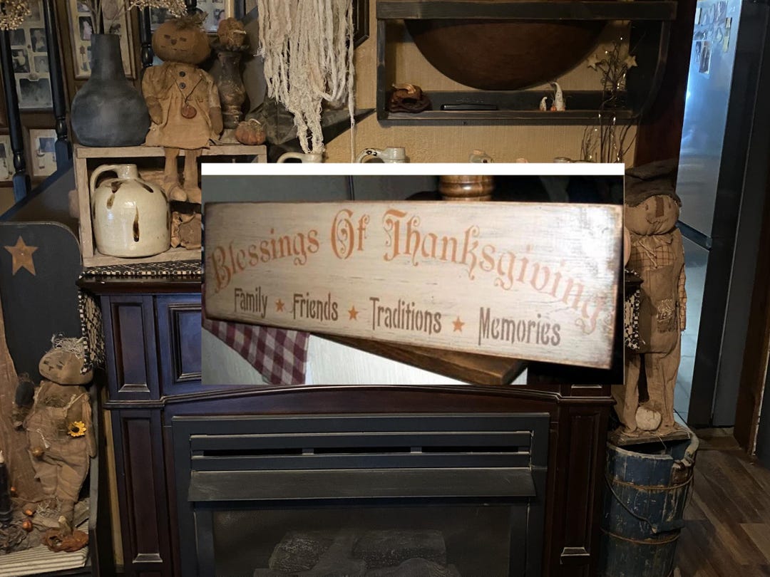 Blessings of Thanksgiving Primitive Sign - Etsy