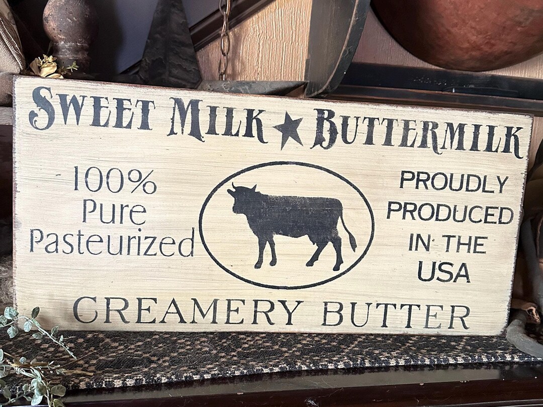 Sweet Milk Buttermilk Creamery Cow Primitive Sign - Etsy