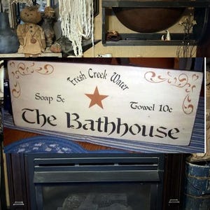 The Bathhouse Stars Primitive Sign - Etsy