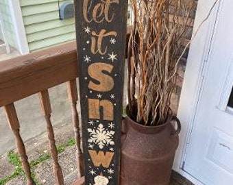 Let It Snow Snowflakes Winter Porch Primitive Sign | Etsy