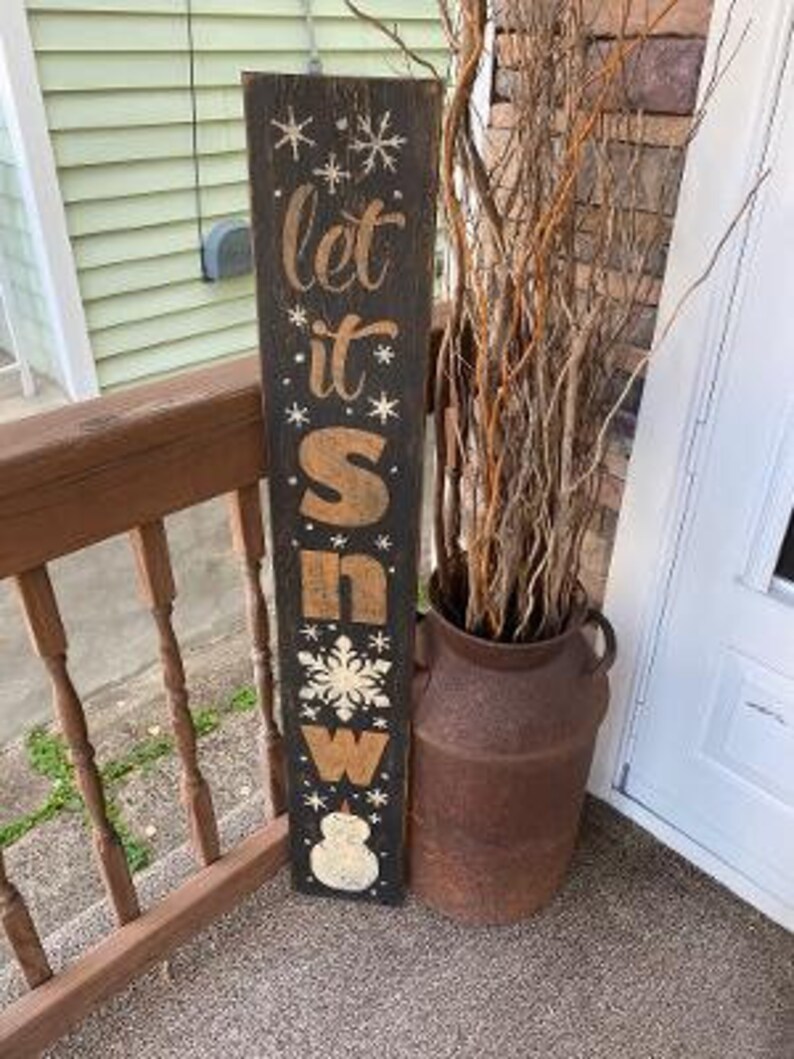 Let It Snow Snowman Winter Porch Primitive Sign - Etsy