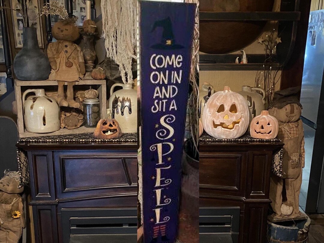 Come Sit Spell Witch Porch Primitive Sign - Etsy