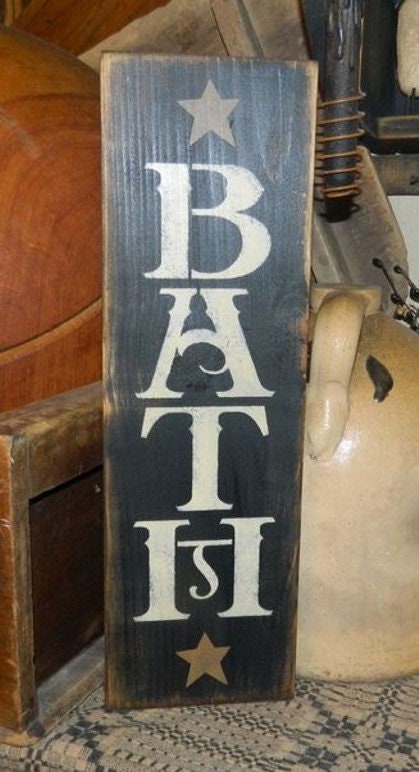 Bathroom Stars Primitive Sign - Etsy