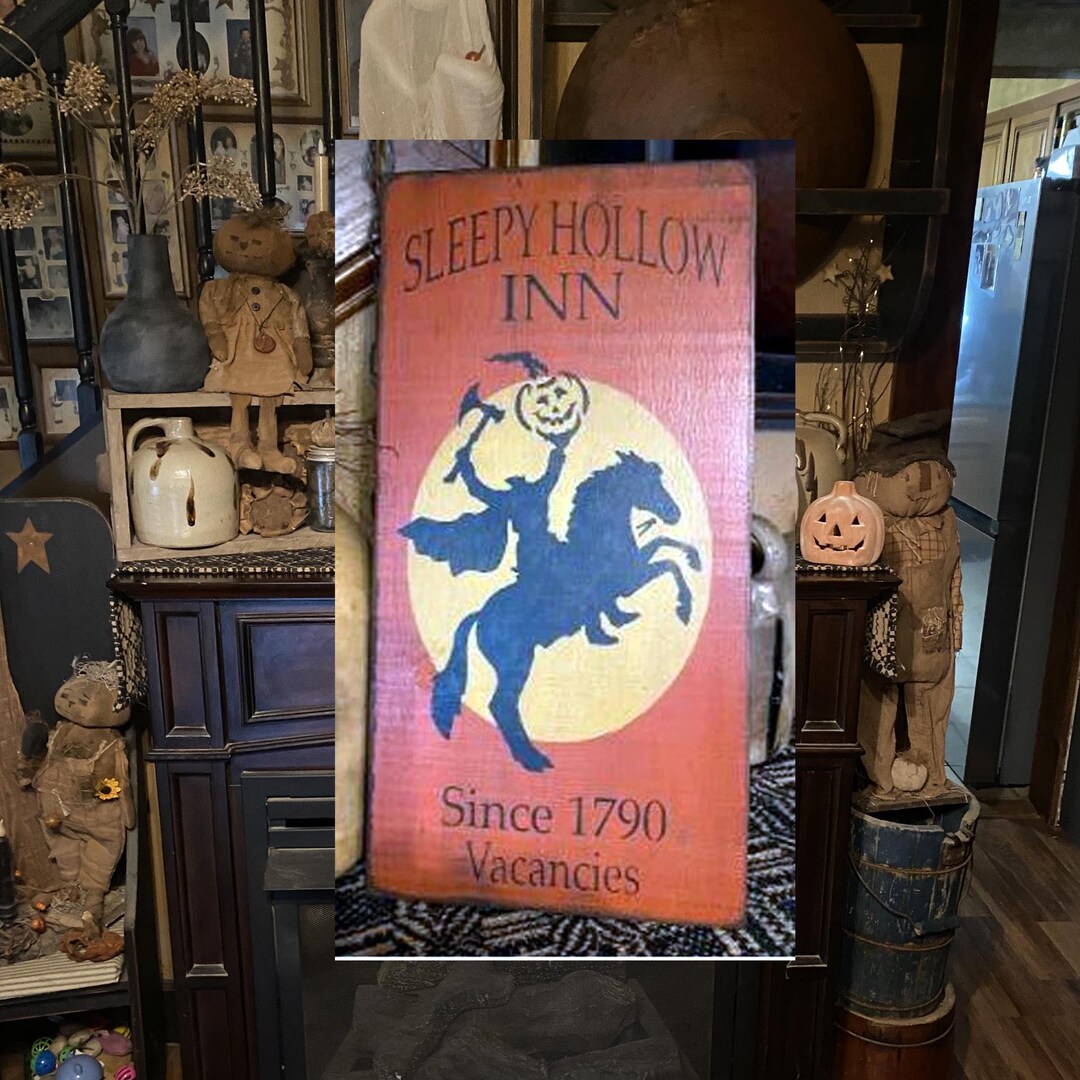 Sleepy Hollow Inn Headless Horseman Primitive Sign - Etsy
