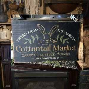 Cottontail Market Bunny Primitive Sign - Etsy
