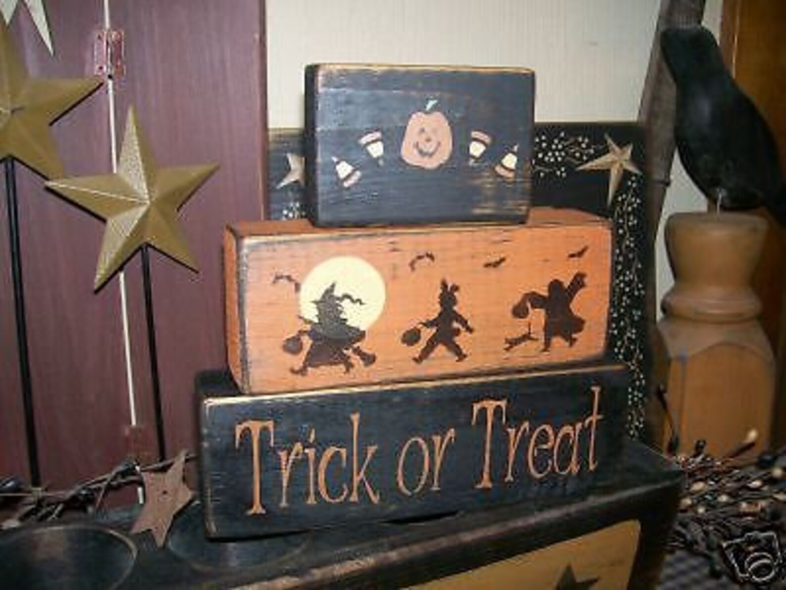 Trick or Treat Halloween Primitive Block Sign - Etsy