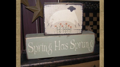 Spring Has Sprung Sheep Primitive Easter Block Sign - Etsy