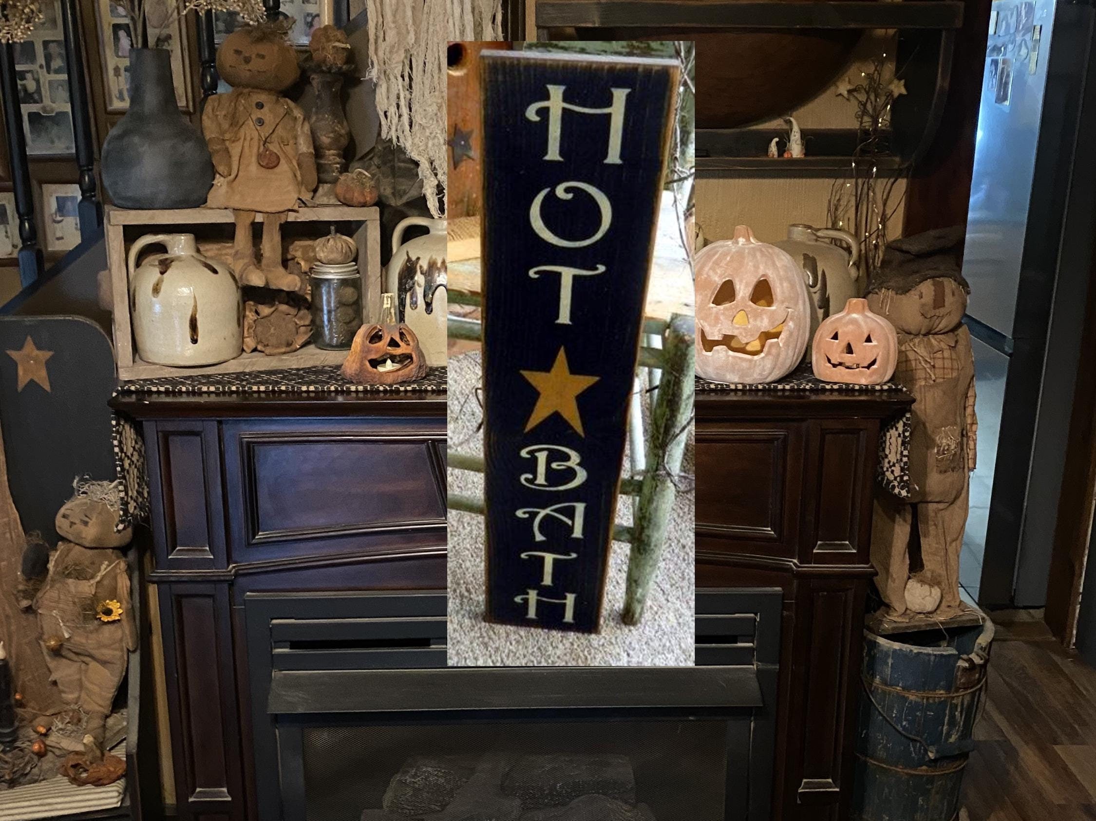 Hot Bath Starvertical Primitive Sign - Etsy