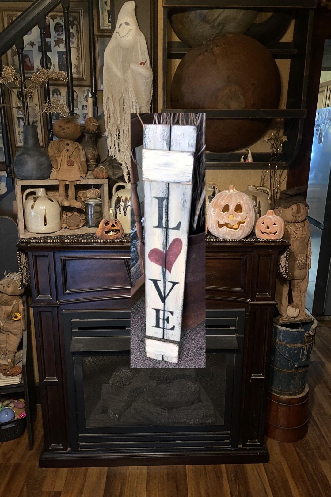 Love Vertical Valentine Primitive Sign - Etsy