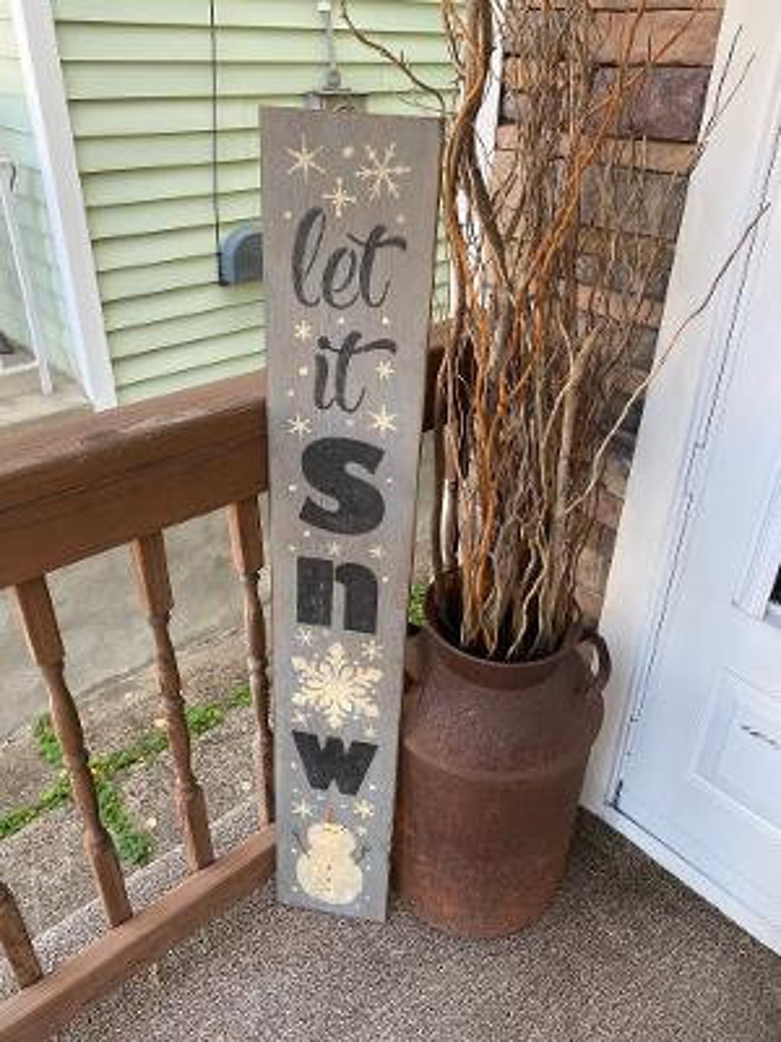 Let It Snow Snowman Winter Porch Primitive Sign - Etsy