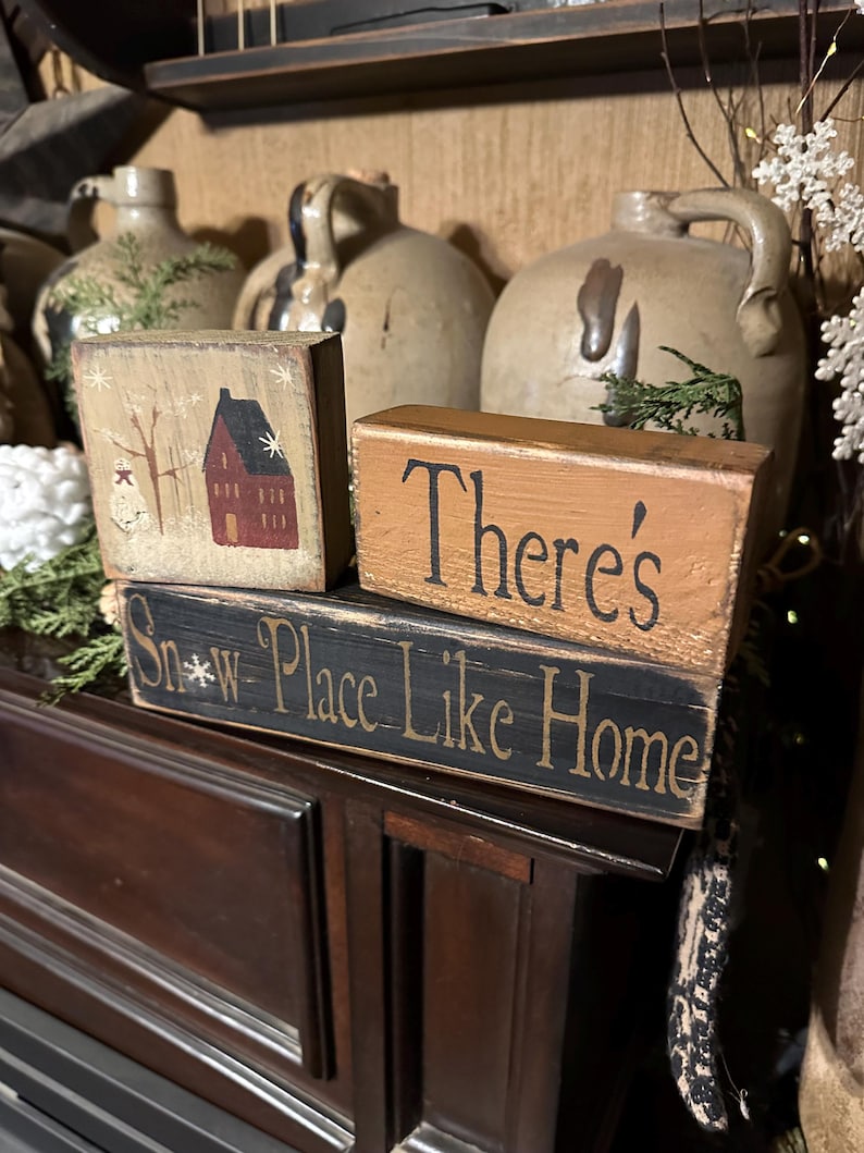 Primitive Winter Christmas There’s Snow Place Like Home Block Sign - Etsy