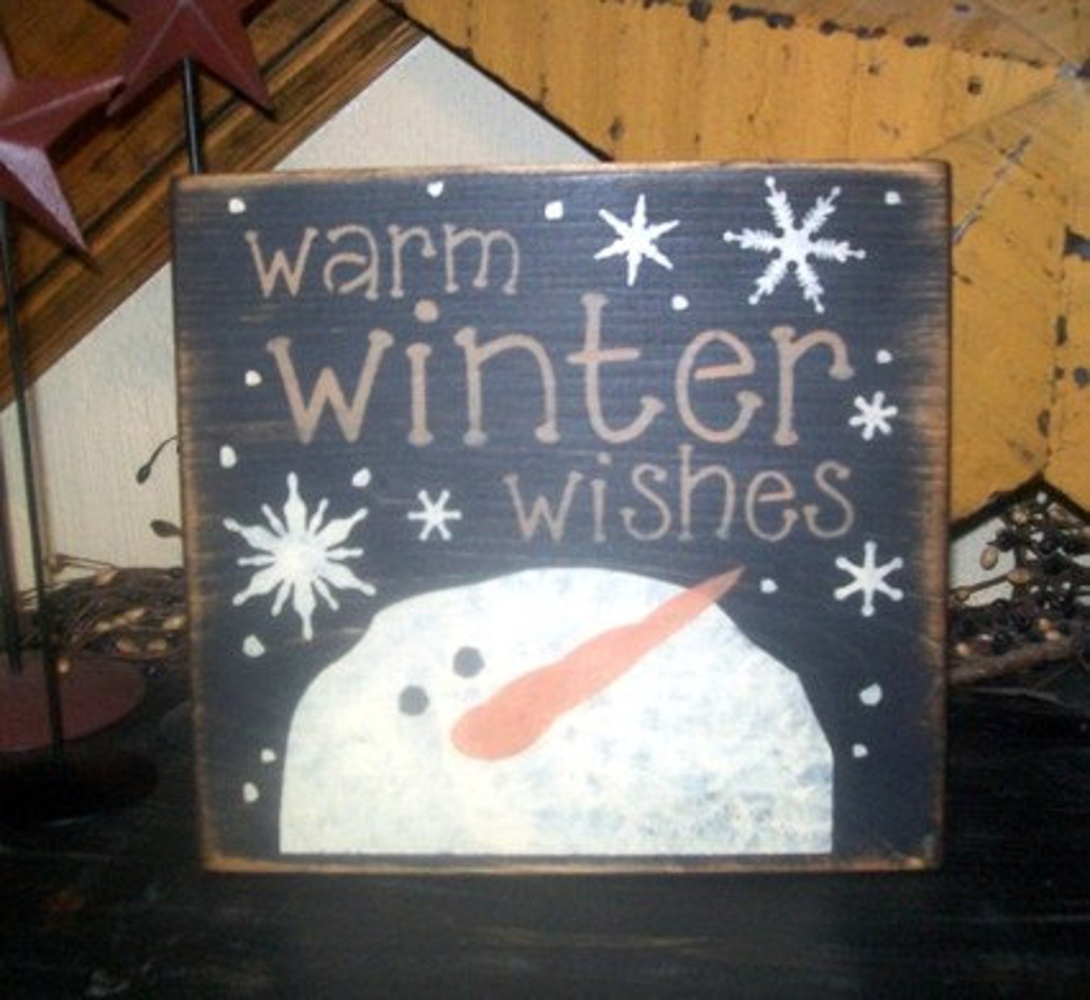 WARM WINTER WISHES 2 Primitive Sign - Etsy