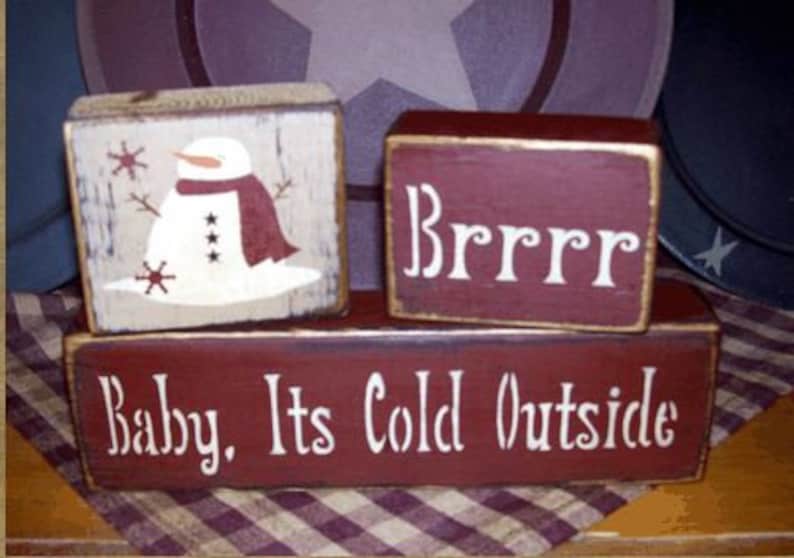 Brrrr baby it's cold outside snowman block sign | Etsy