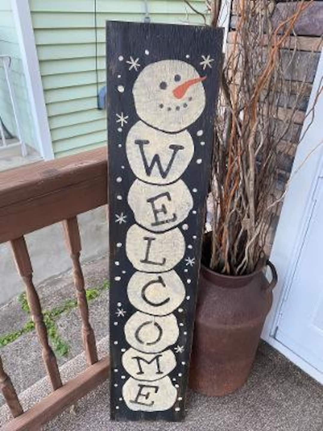 Welcome Snowmen Winter Primitive Sign - Etsy