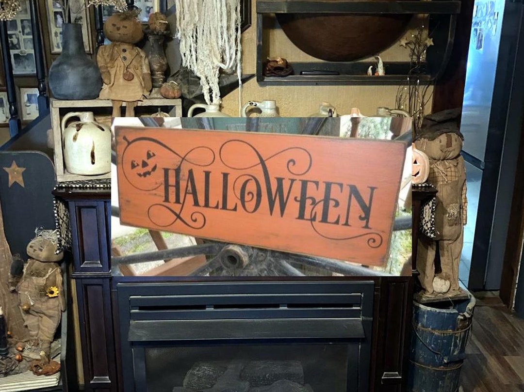 Halloween Pumpkin Primitive Sign - Etsy