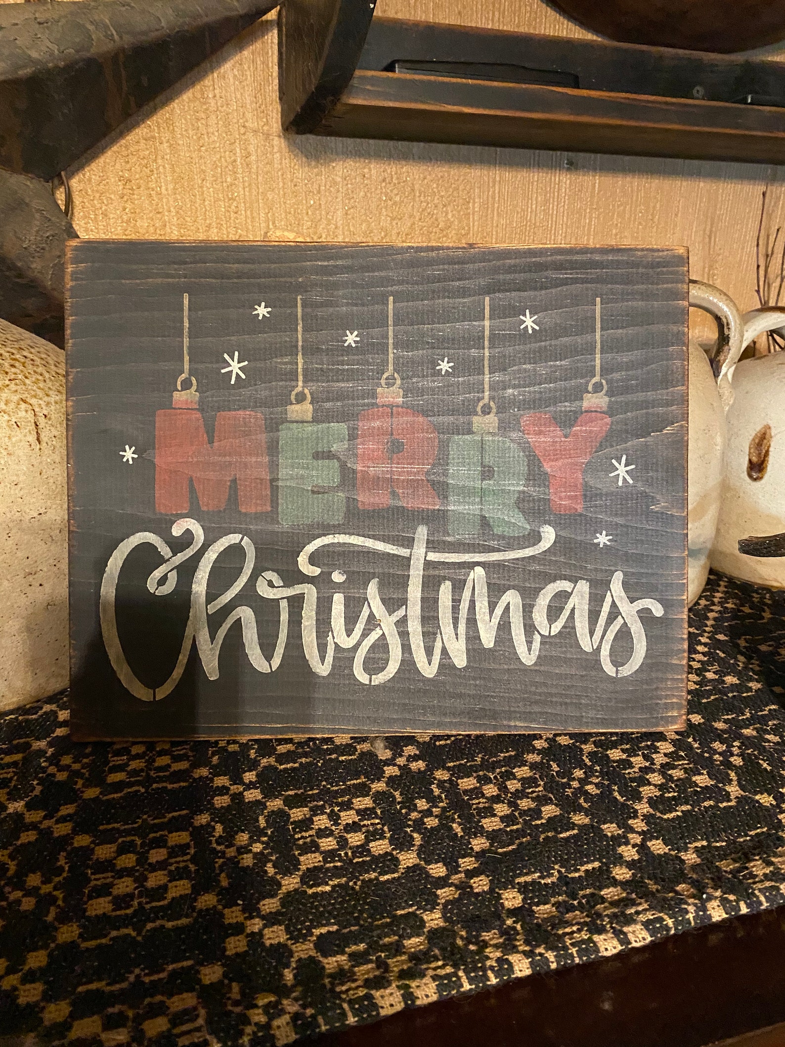 Merry Christmas Ornaments Primitive Sign - Etsy