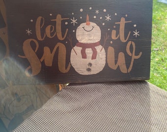 Primitive Hand Painted Let It Snow Snowman Wooden Sign GCC6696 - Etsy