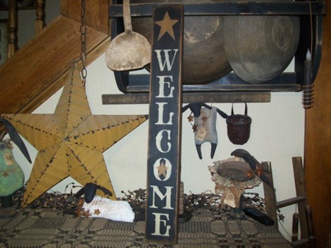 Welcome Stars Primitive Sign | Etsy