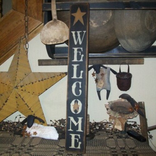 Welcome Stars Primitive Sign - Etsy