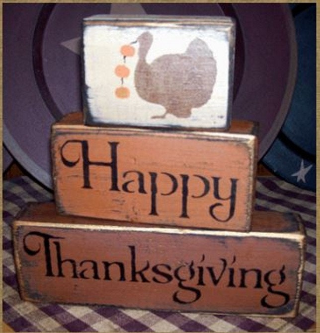 Happy Thanksgiving Turkey Primitive Fall Thanksgiving Block Sign - Etsy