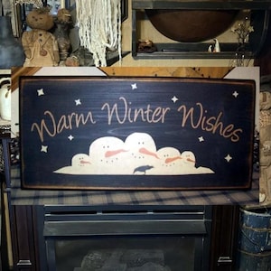 WARM WINTER WISHES Primitive Sign - Etsy