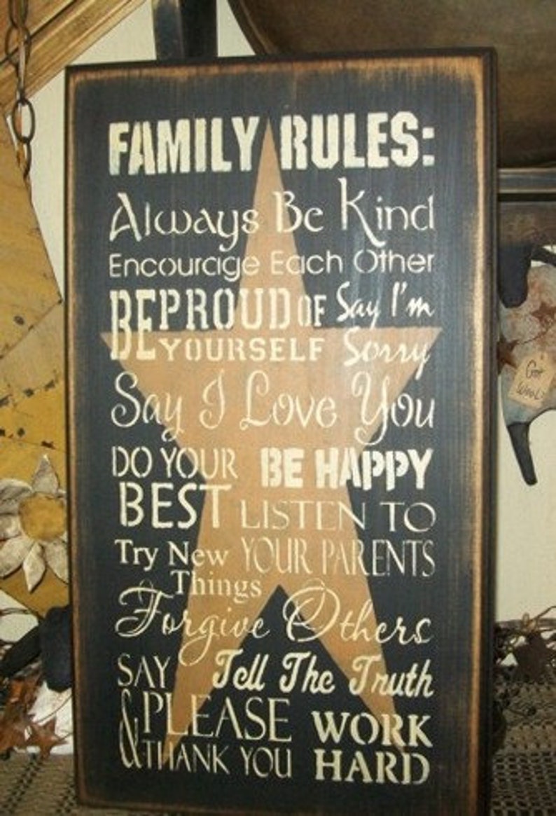FAMILY RULES Primitive Sign - Etsy