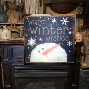WARM WINTER WISHES 2 Primitive Sign - Etsy