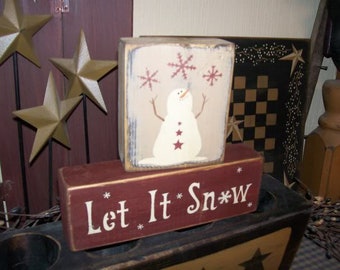 Small Primitive Wood Christmas Blocks, Tiered Tray Christmas Decor, Let ...