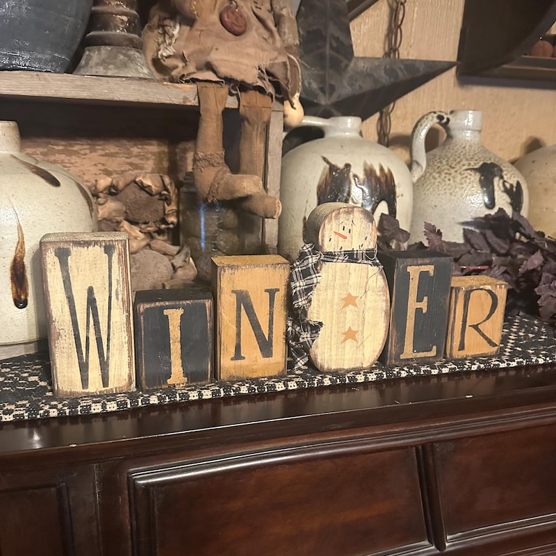 Winter Primitive Blocks - Etsy