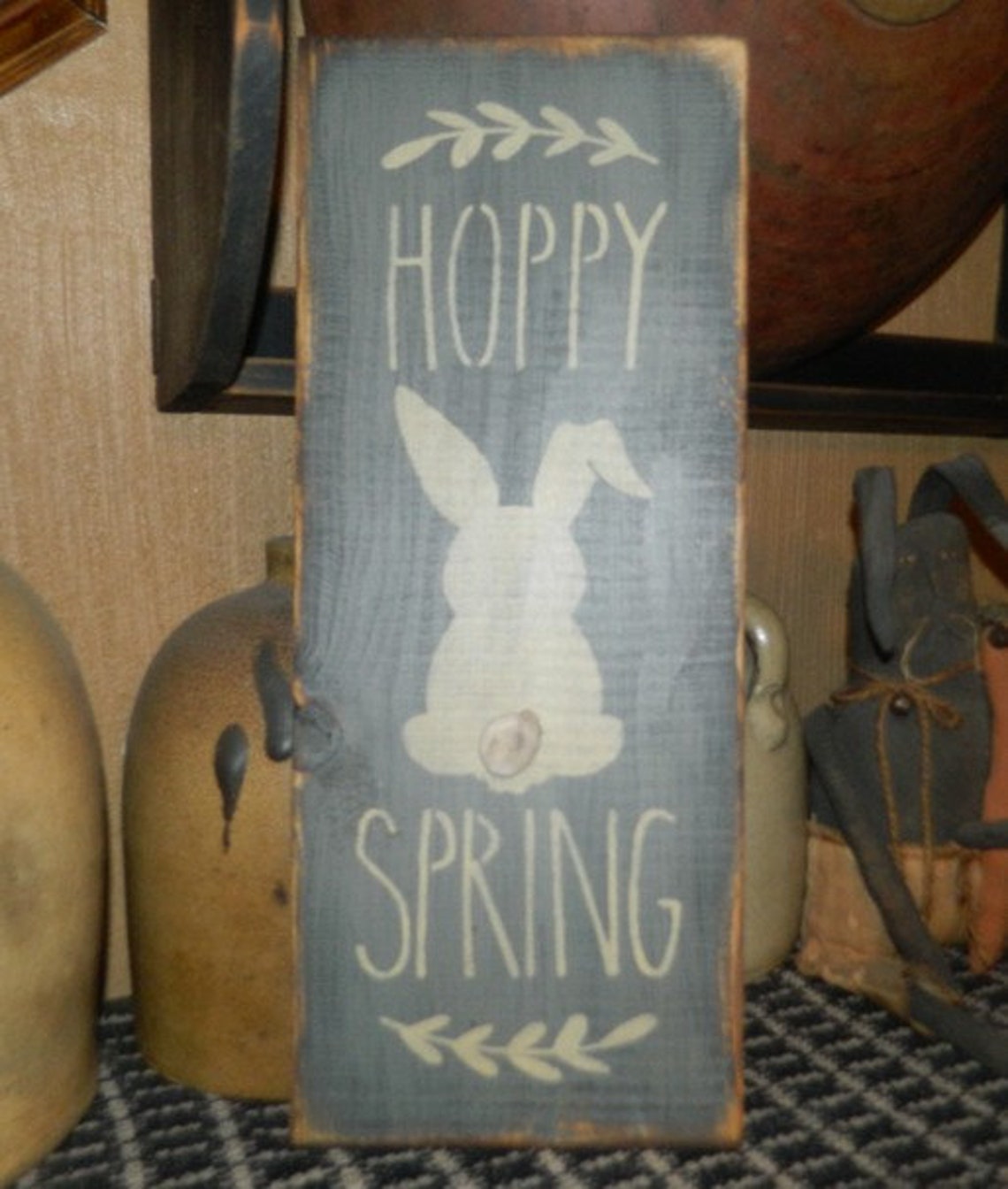 Hoppy Spring Primitive Sign | Etsy