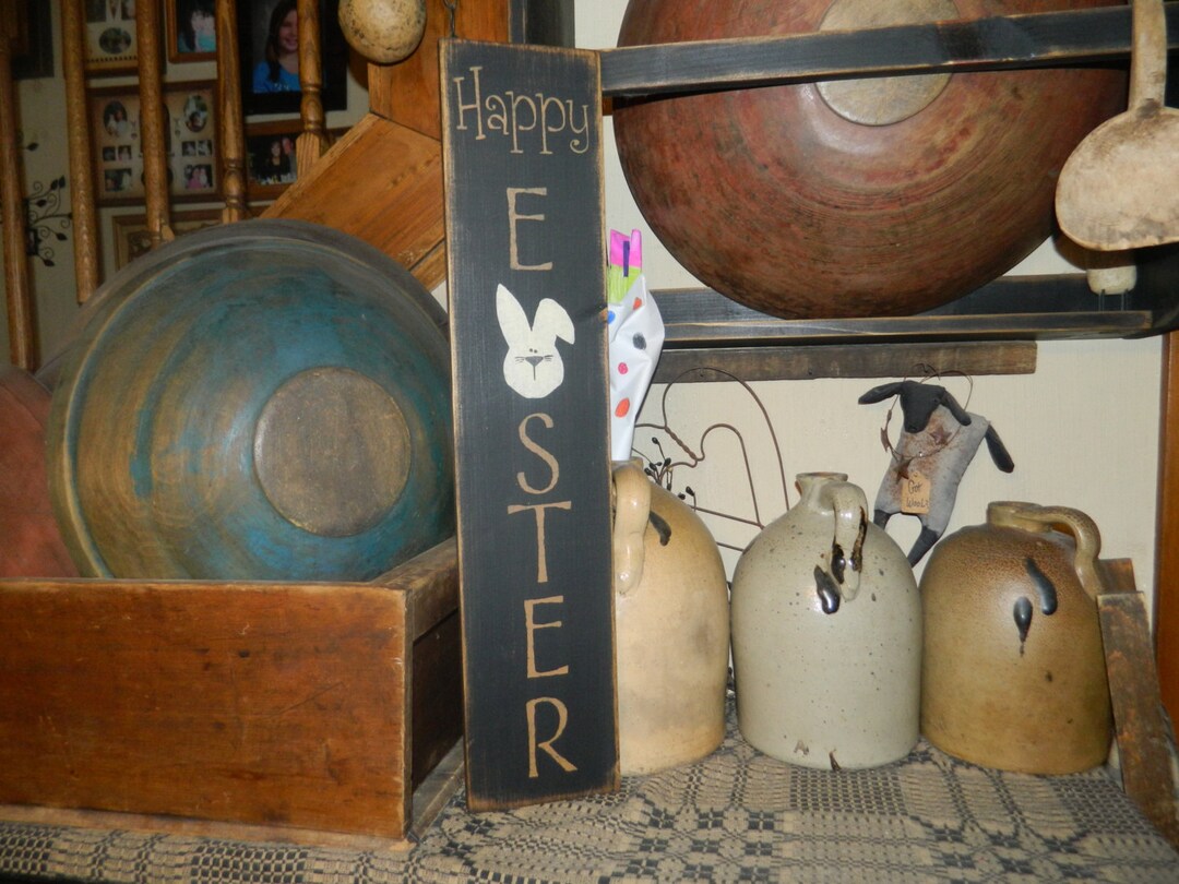 HAPPY EASTER 2 Primitive Sign - Etsy