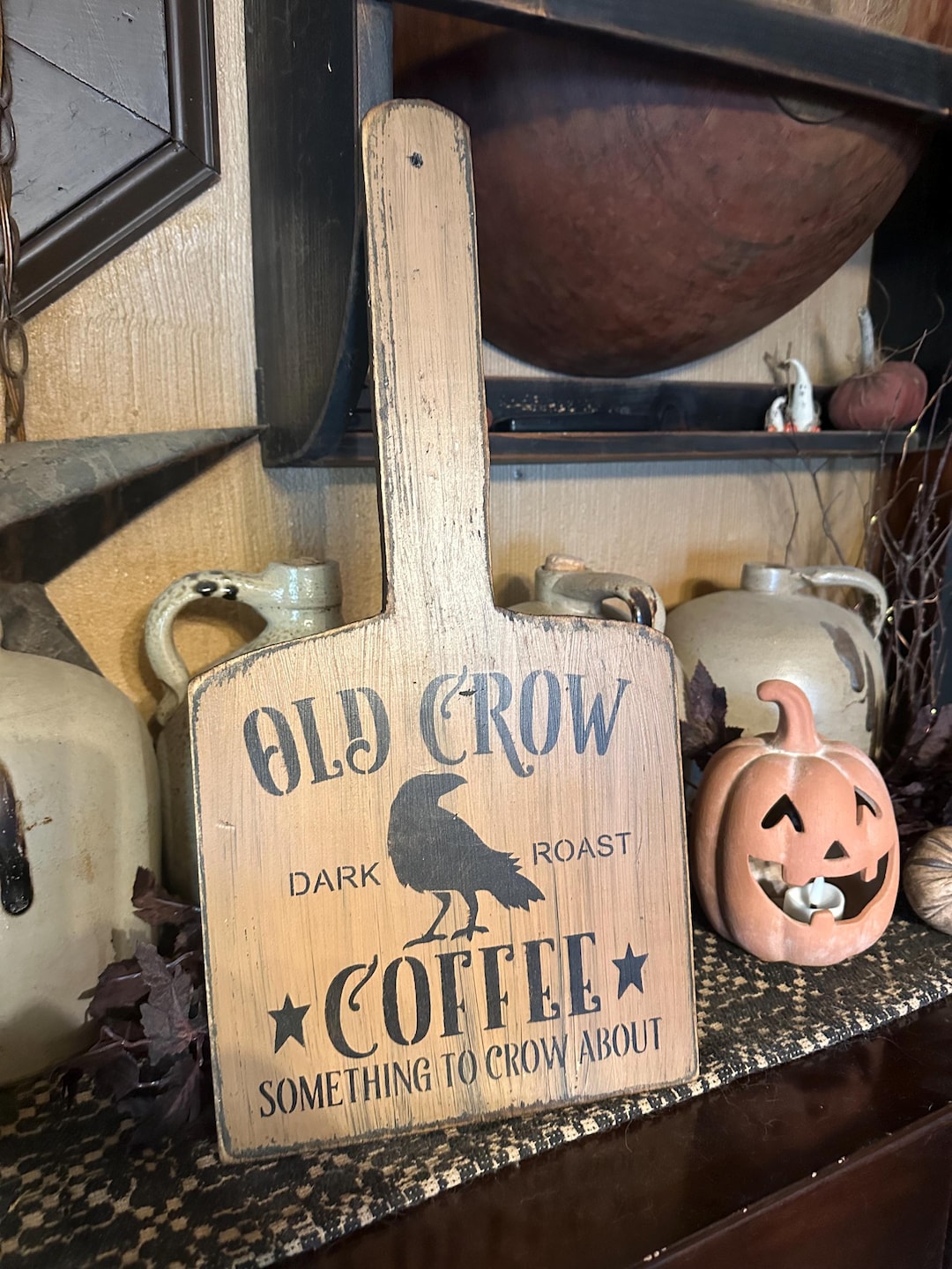 Old Crow Coffee Paddle Stars Primitive Sign - Etsy