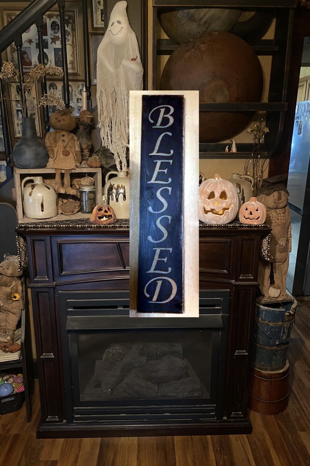 Blessed VERTICAL Primitive Sign - Etsy
