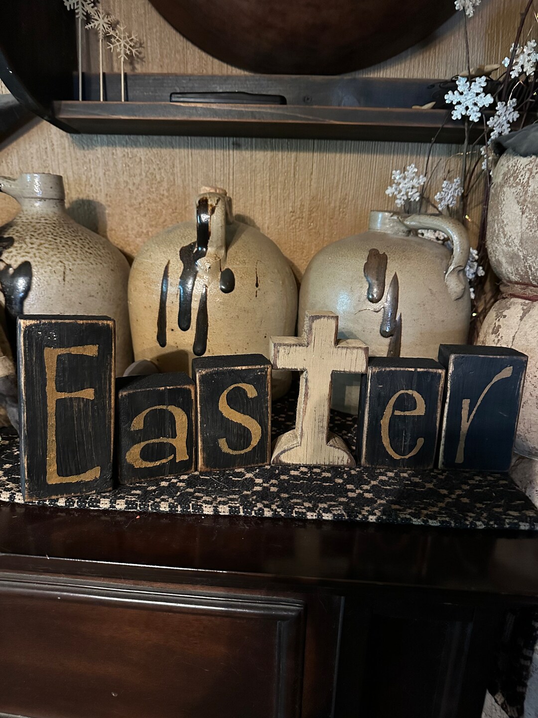 Easter Cross Primitive Block Sign - Etsy