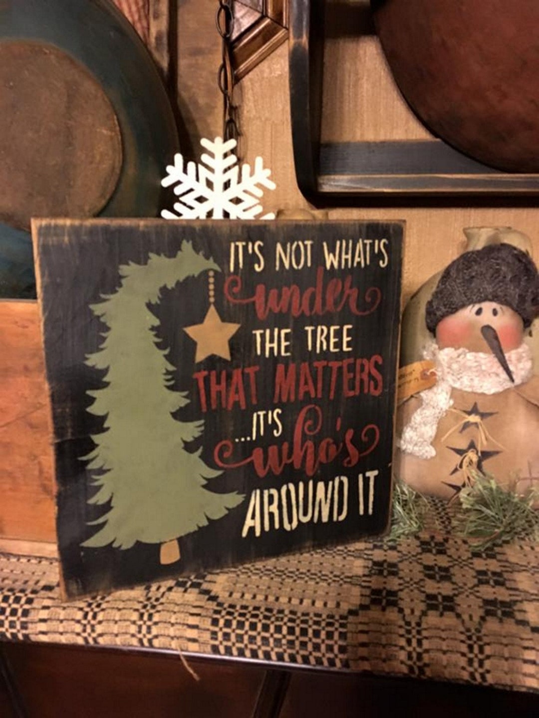 Under Tree Matters Who's Around It Snowman Primitive Sign - Etsy