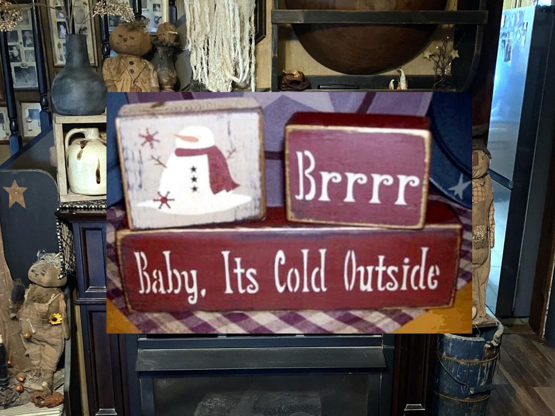 Brrrr Baby It's Cold Outside Snowman Block Sign - Etsy