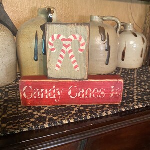 Primitive Christmas Candy Canes Block Sign - Etsy