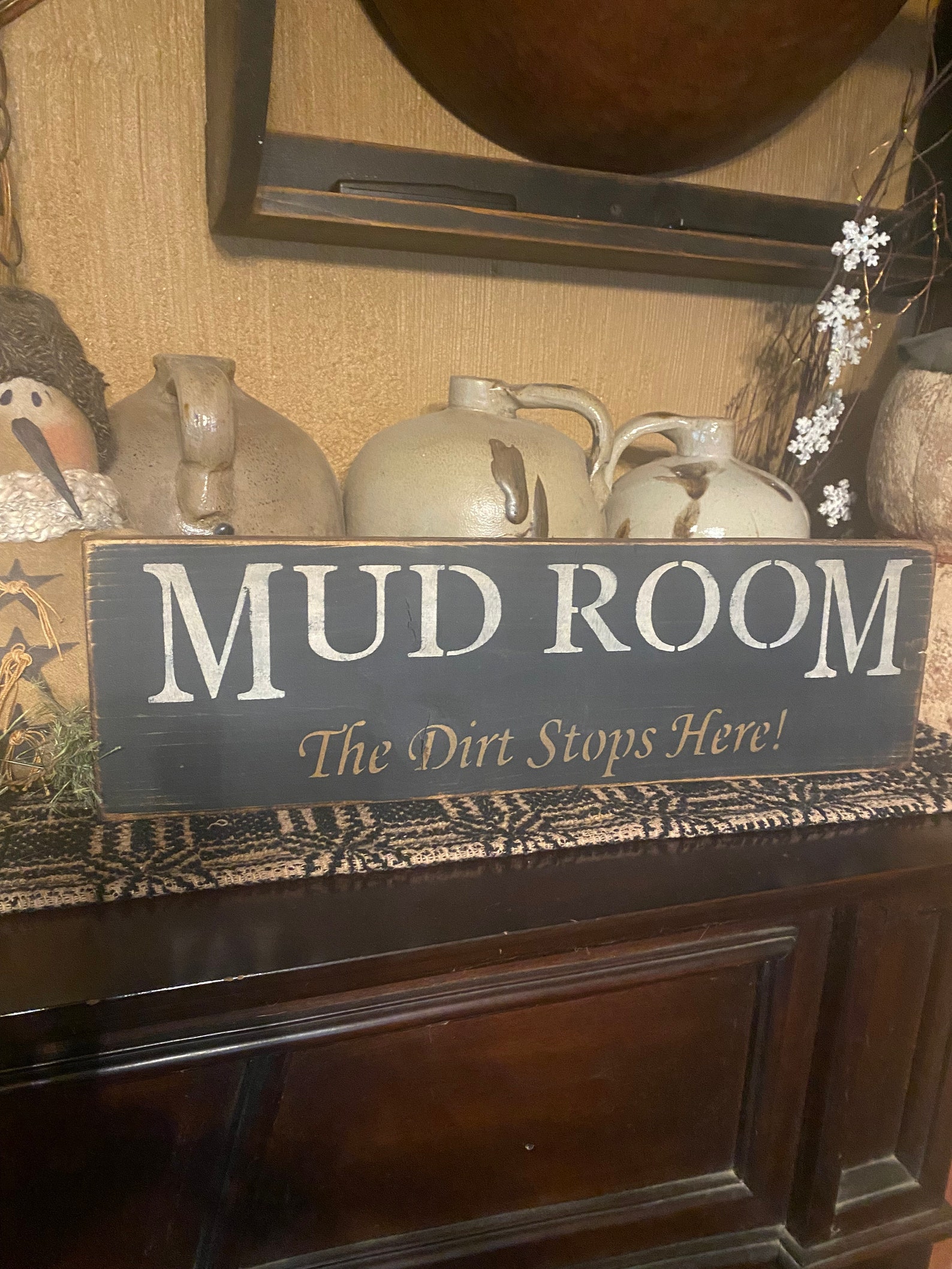 Mud Room Dirt Stops Here Primitive Sign - Etsy