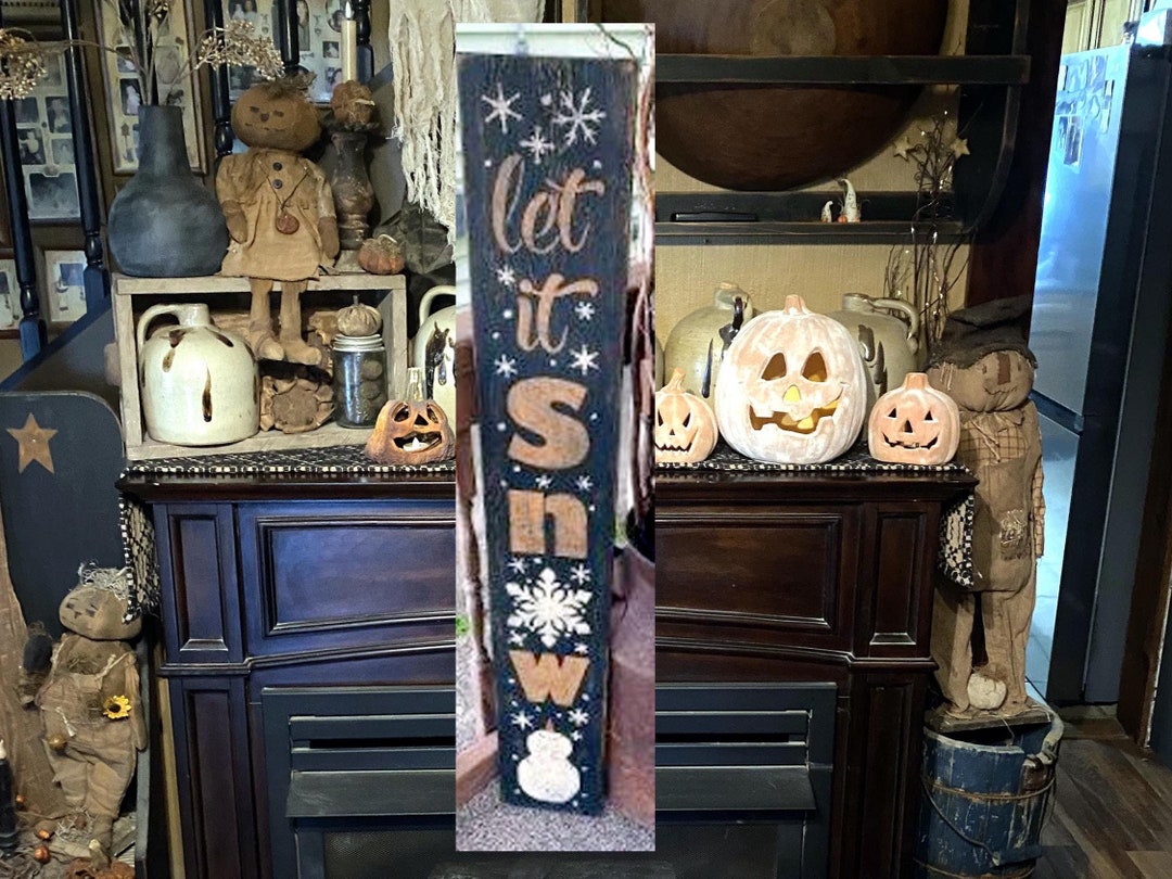 Let It Snow Snowman Winter Porch Primitive Sign - Etsy