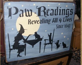 Paw Readings Black Catswelcome Withces Primitive Halloween Sign - Etsy