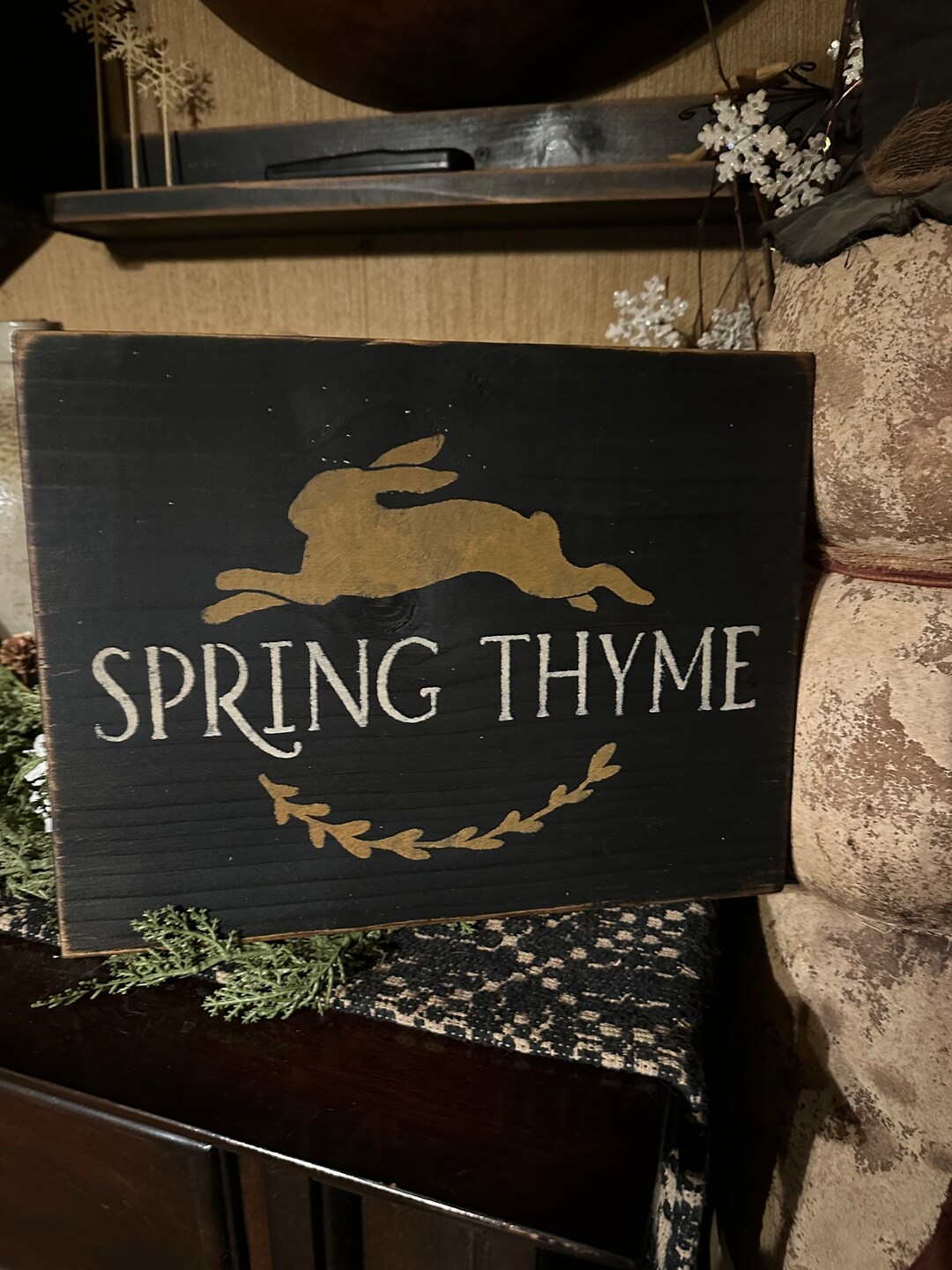 Spring Thyme Bunny Primitive Sign - Etsy