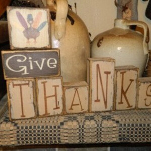 Give Thanks Blocks - Etsy