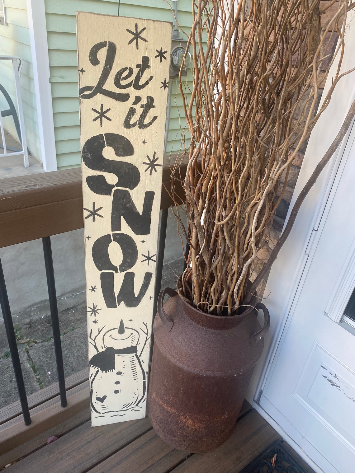 Let It Snow Porch Snowman Primitive Sign - Etsy