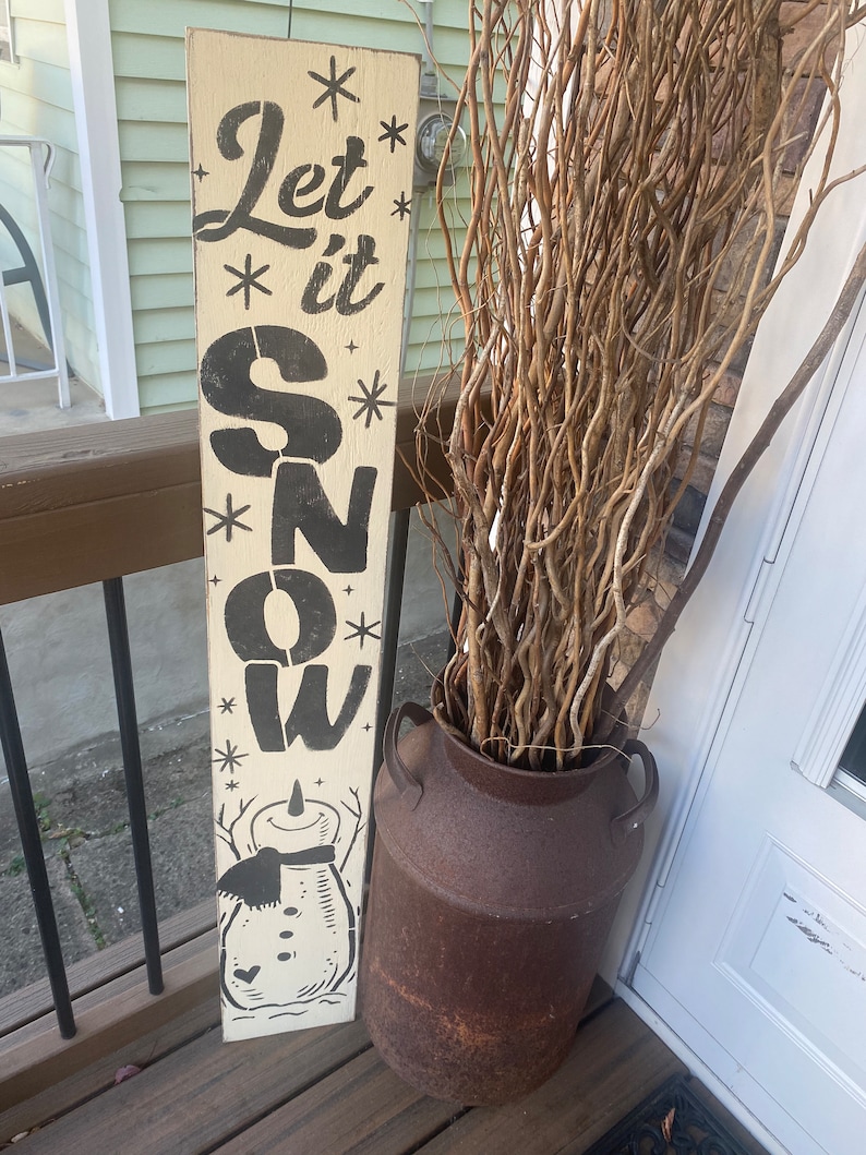 Let It Snow Porch Snowman Primitive Sign - Etsy