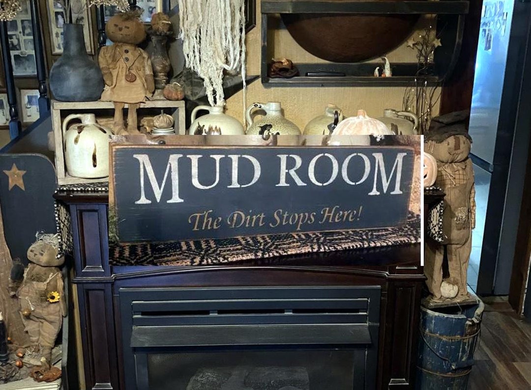 Mud Room Dirt Stops Here Primitive Sign - Etsy