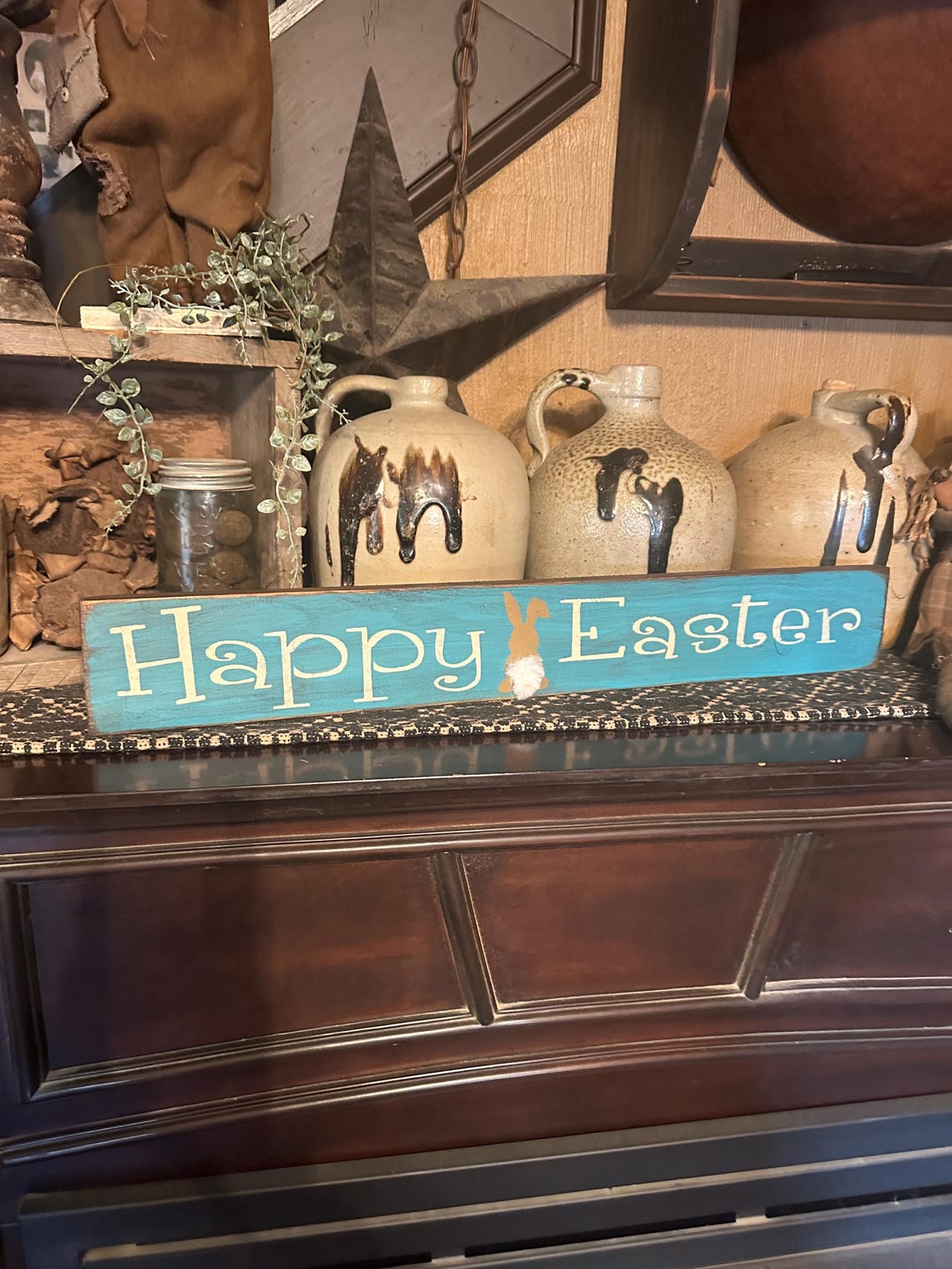 Happy Easter Bunny Spring Sign - Etsy