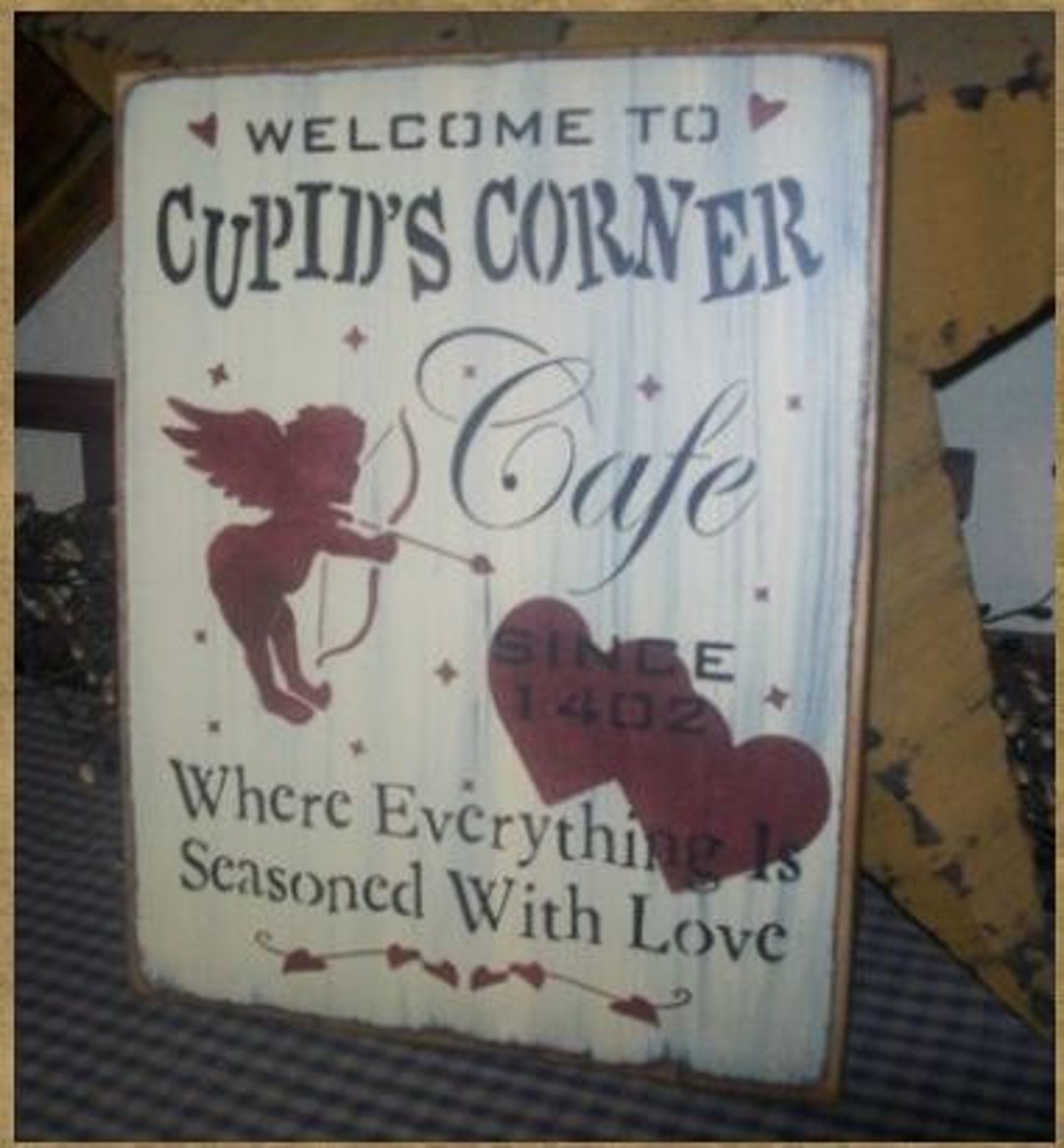 CUPID'S CORNER CAFE Primitive Sign - Etsy